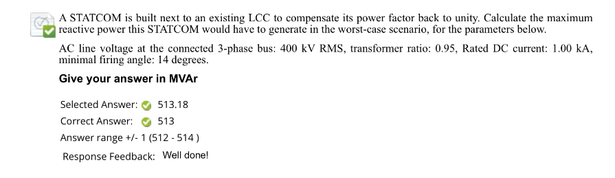 Solved A STATCOM is built next to an existing LCC to | Chegg.com