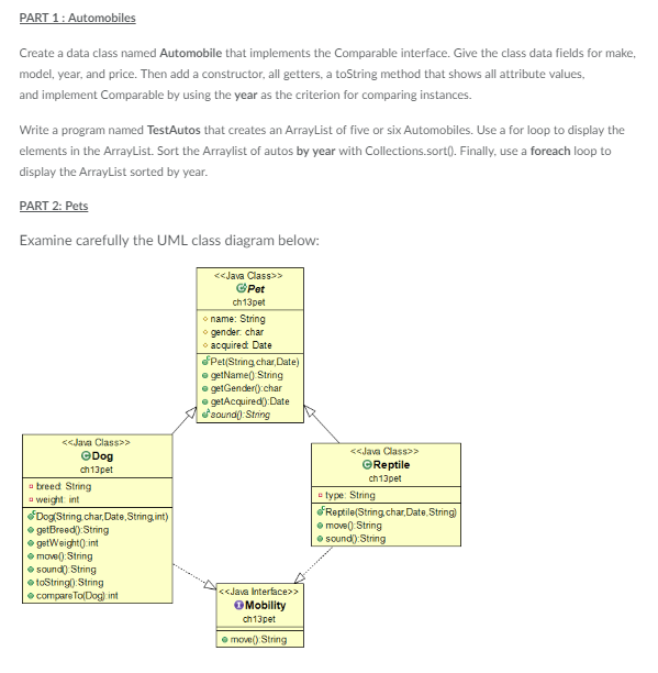 Solved Automobile Create a data class named Automobile that | Chegg.com