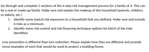 Go Through And Complete 2 Sections Of The 4 Step Risk Chegg