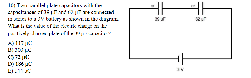Solved 10) Two parallel plate capacitors with the | Chegg.com