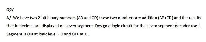 Solved Q2 A We Have Two 2 Bit Binary Numbers Ab And Cd 