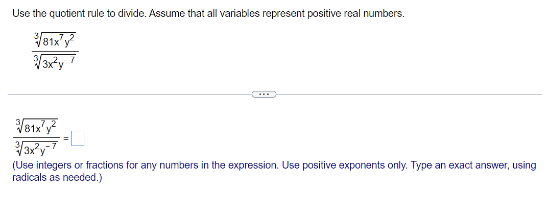 Solved Use the quotient rule to divide. Assume that all | Chegg.com
