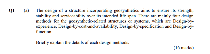 Solved Q1 (a) The design of a structure incorporating | Chegg.com