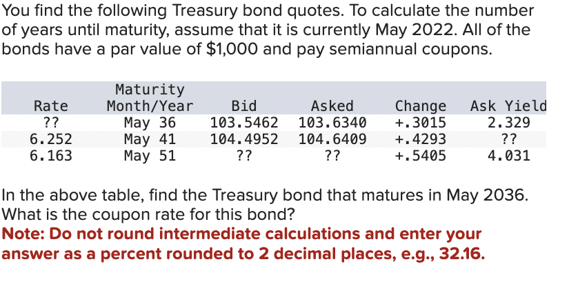 Solved You find the following Treasury bond quotes. To | Chegg.com