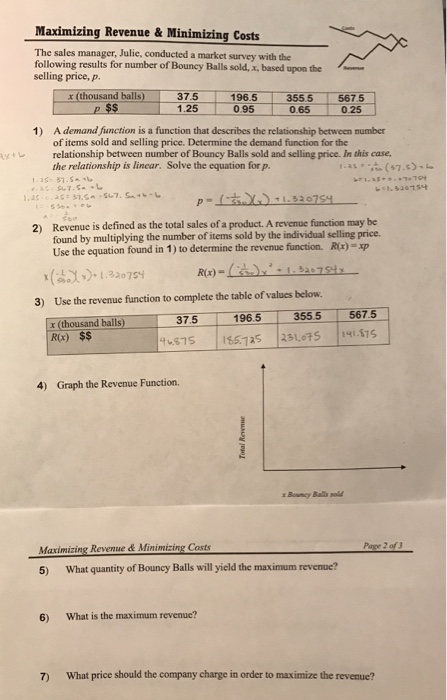 Solved Maximizing Revenue And Minimizing Costs The Sales