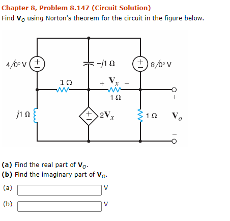 Solved Chapter 8, Problem 8.147 (Circuit Solution) Find | Chegg.com
