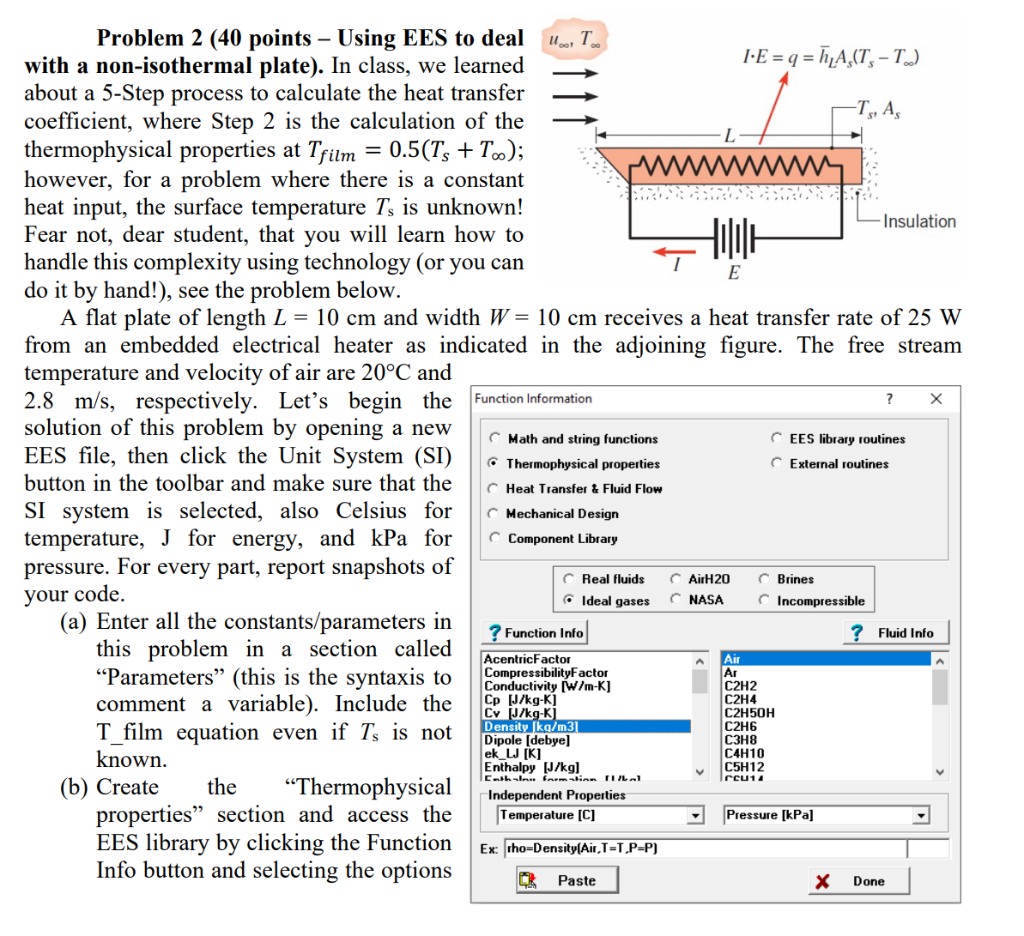 Problem 2 (40 points - Using EES to deal with a | Chegg.com