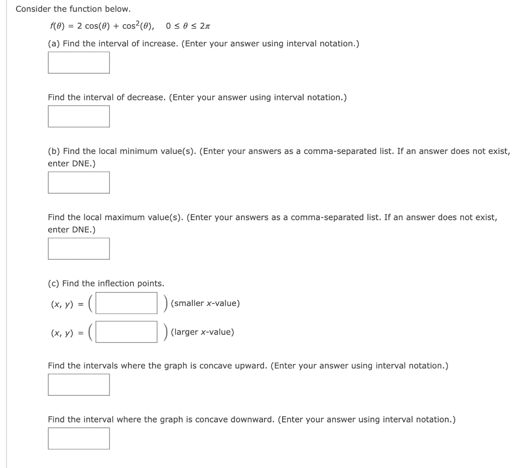 Solved Consider the function below. | Chegg.com