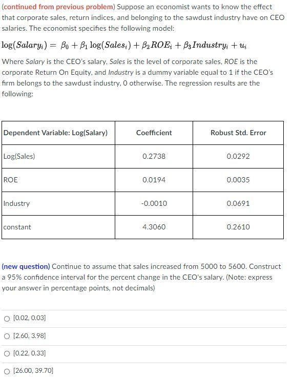 Solved (continued from previous problem) Suppose an | Chegg.com