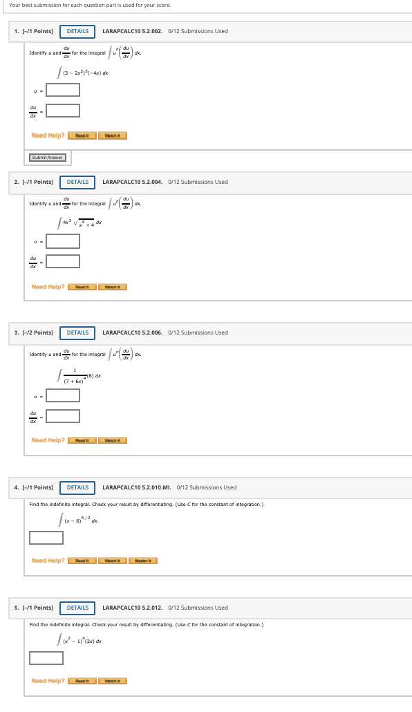 Solved Your best submission for each question part is used | Chegg.com