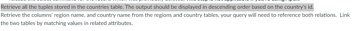 Solved Retrieve all the tuples stored in the countries | Chegg.com