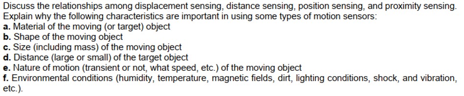 Solved Discuss the relationships among displacement sensing, | Chegg.com