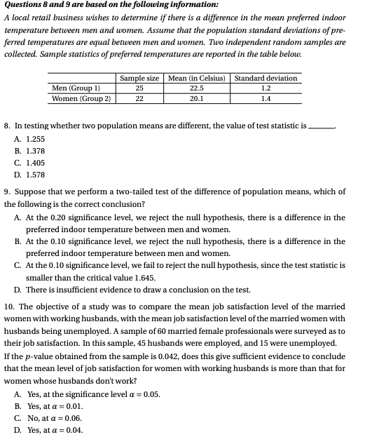 Solved Questions 8 and 9 are based on the following | Chegg.com