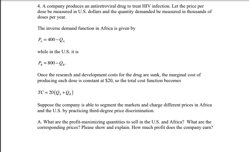 Solved 3. Suppose the inverse demand function for a | Chegg.com