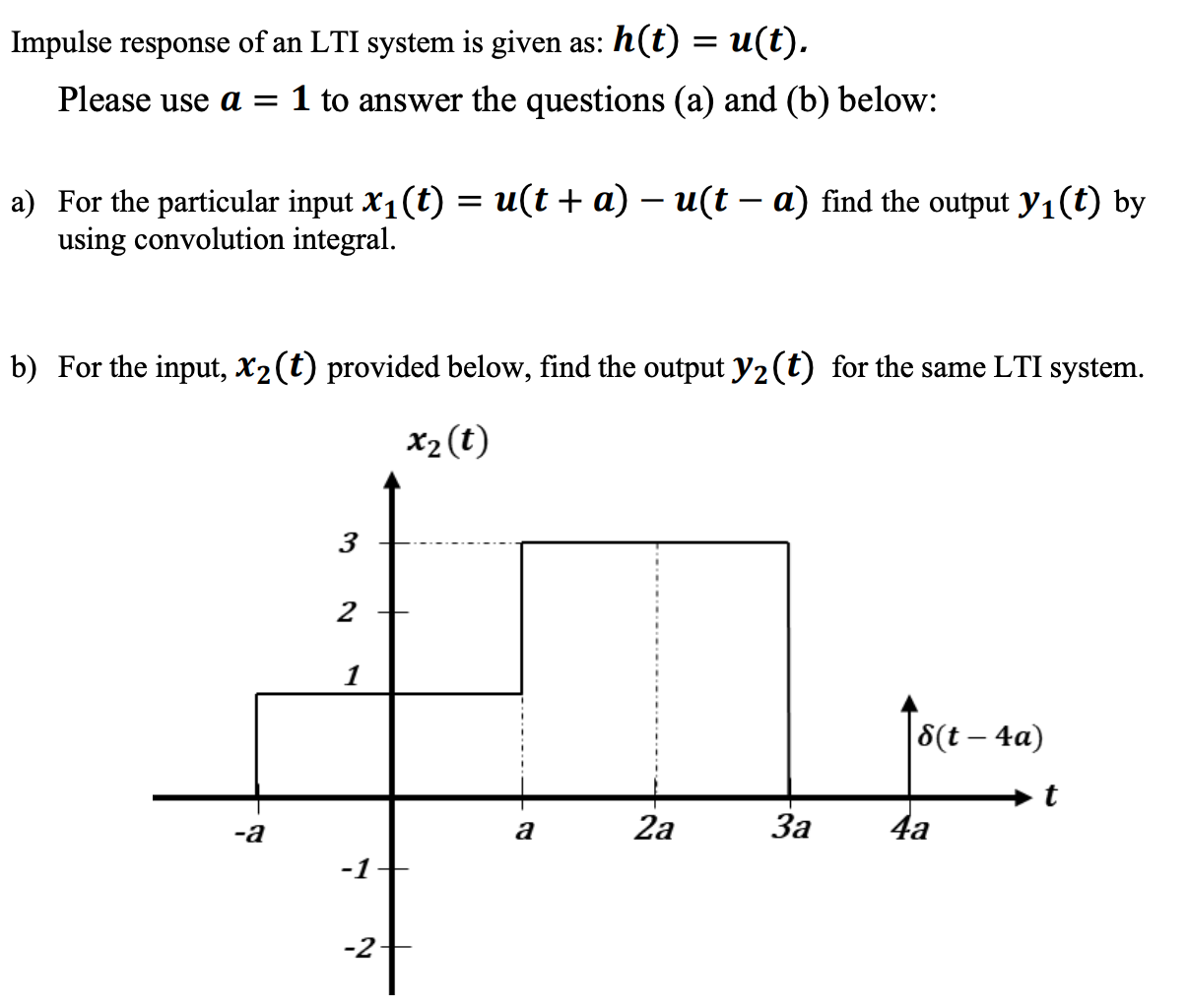 Solved Impulse response of an LTI system is given as: h(t) = | Chegg.com