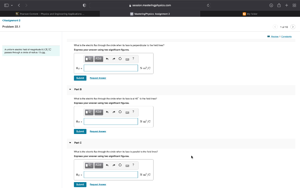 Solved A v session.masteringphysics.com ☺ + 88 Pearsan | Chegg.com