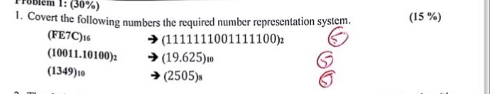 Solved r roblem 1: (30% 1. Co (15 %) vert the following | Chegg.com
