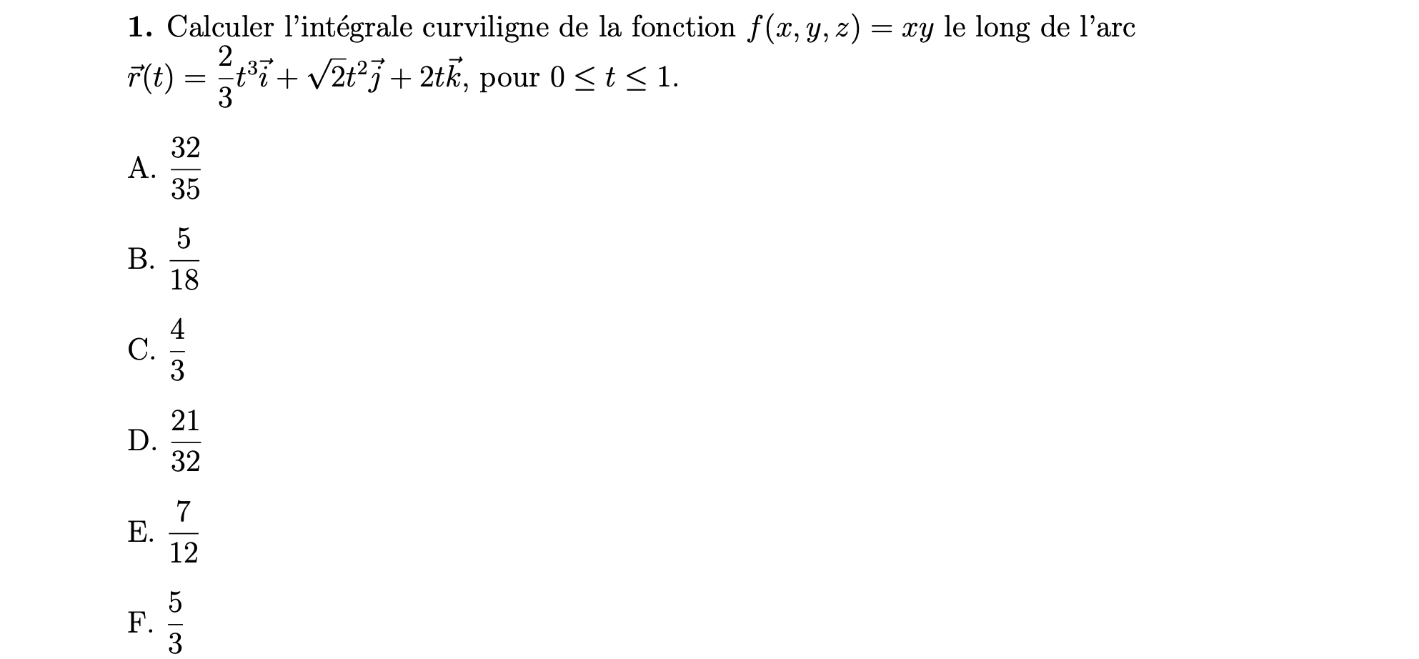 Solved 1. Calculate the curvilinear integral of the function | Chegg.com