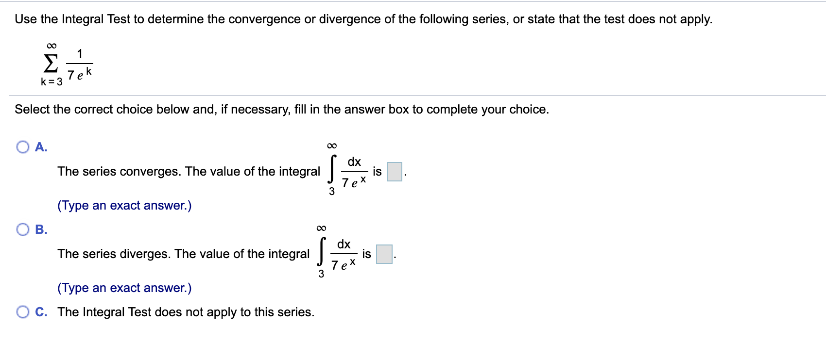 Solved Use the Integral Test to determine the convergence or | Chegg.com