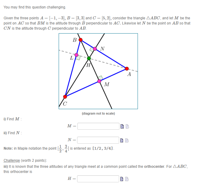 Solved Given the three points A=[−1,−3],B=[3,3] and C=[5,2], | Chegg.com