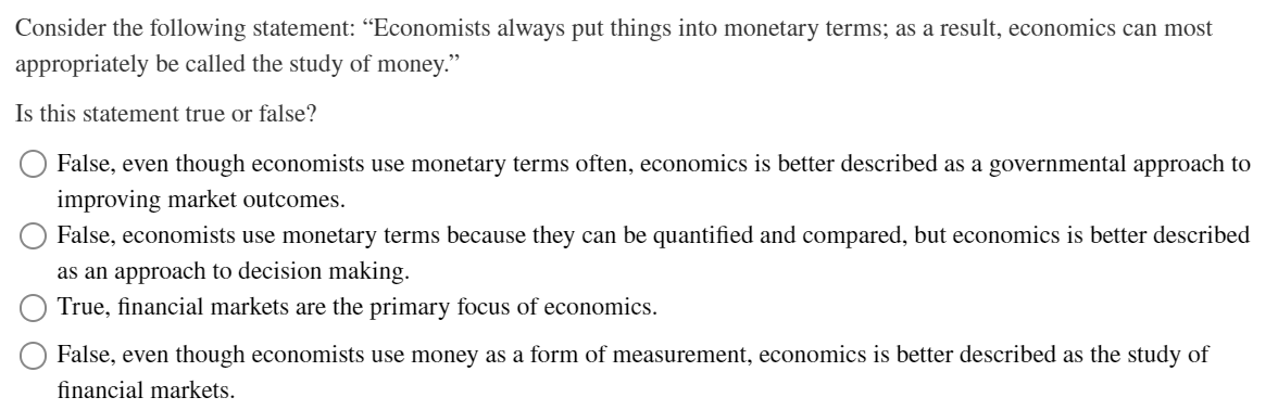 Solved Consider the following statement: "Economists always | Chegg.com