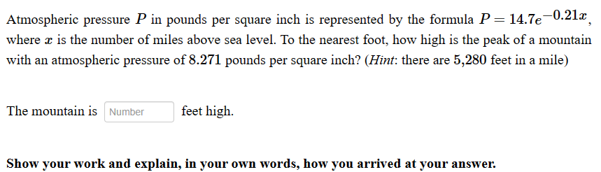 Solved Atmospheric pressure P in pounds per square inch is | Chegg.com
