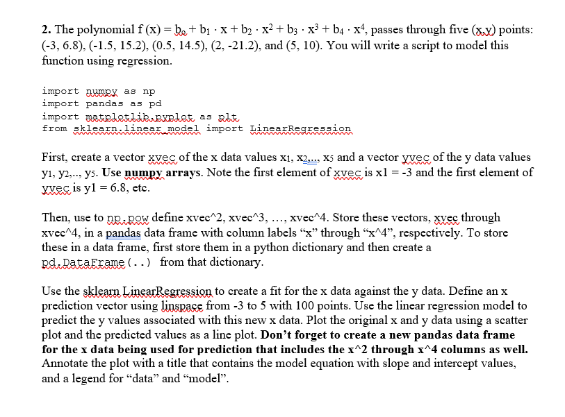 Solved 2. The polynomial f(x)=b2+b1⋅x+b2⋅x2+b3⋅x3+b4⋅x4, | Chegg.com
