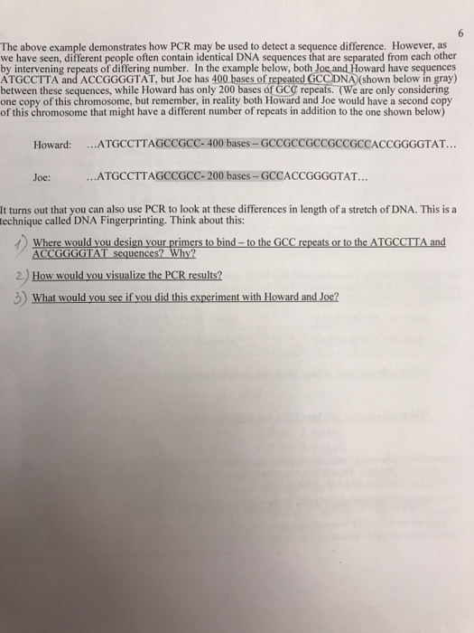 Solved The above example demonstrates how PCR may be used to | Chegg.com