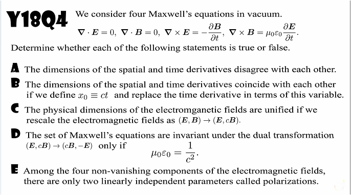 Solved Y1804 We consider four Maxwell's equations in vacuum. | Chegg.com
