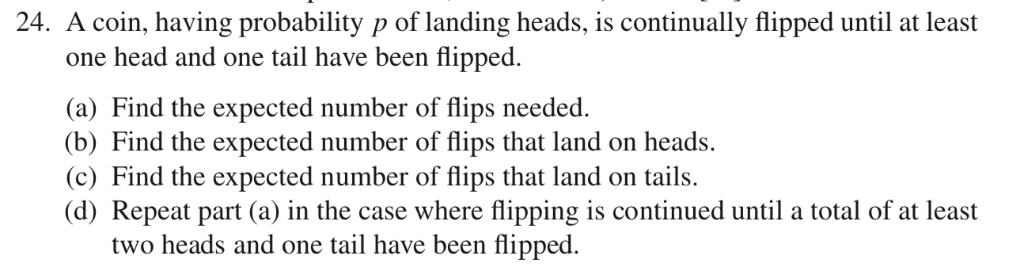 Solved 24. A coin, having probability p of landing heads, is | Chegg.com
