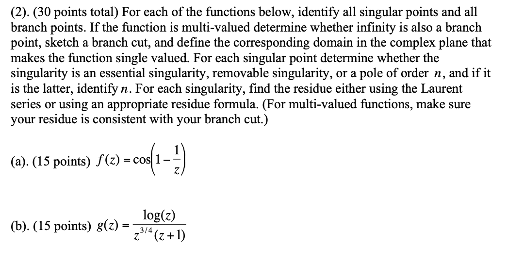 Solved (2). (30 points total) For each of the functions | Chegg.com