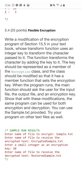 Solved 3:36 5.4 (25 points) Flexible Encryption Write a | Chegg.com