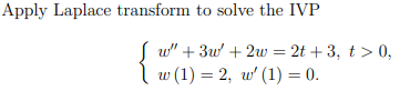Solved Apply Laplace transform to solve the IVP | Chegg.com