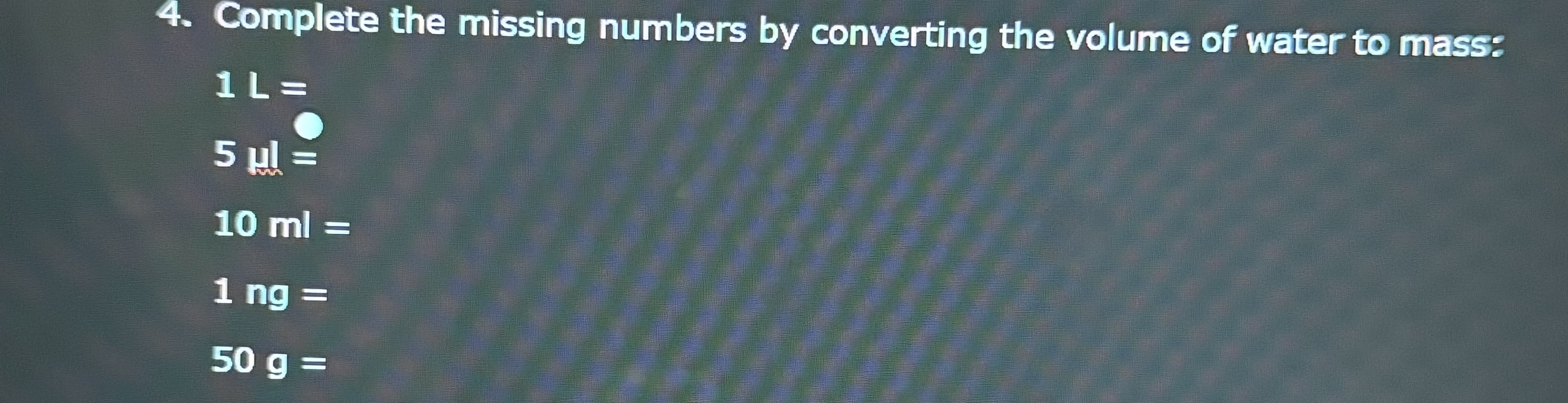Solved Complete the missing numbers by converting the volume | Chegg.com