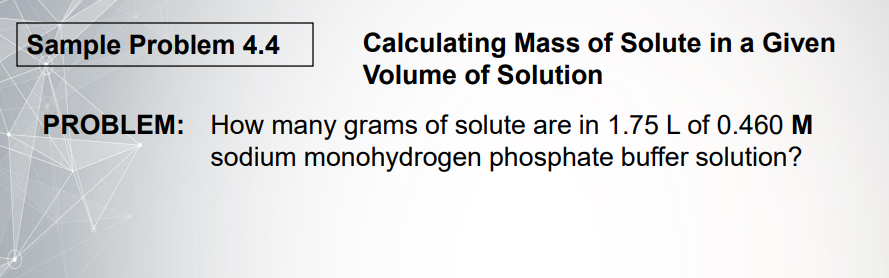 Solved Calculating Mass of Solute in a Given Volume of | Chegg.com