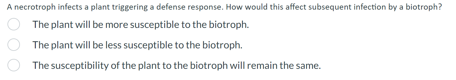 Solved necrotroph infects a plant triggering a defense | Chegg.com