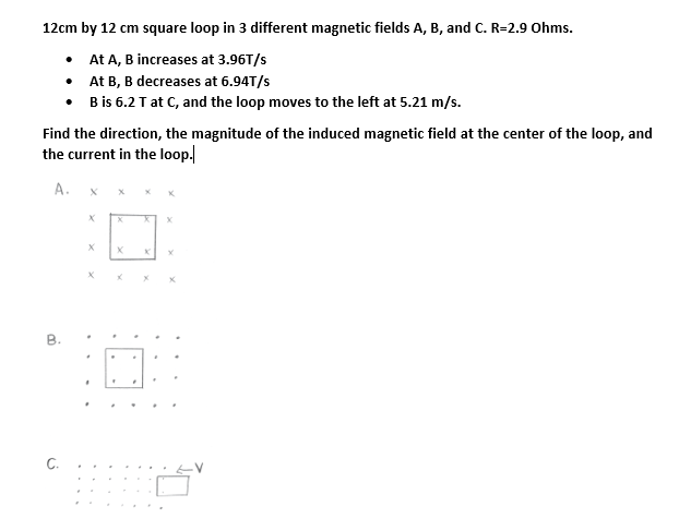 Solved 12 cm by 12 cm square loop in 3 different magnetic | Chegg.com
