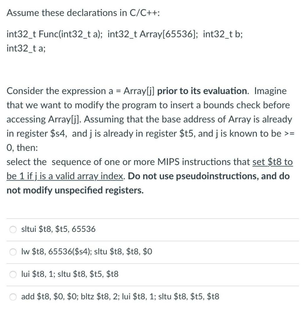 Solved Assume these declarations in C/C++: int32_t | Chegg.com