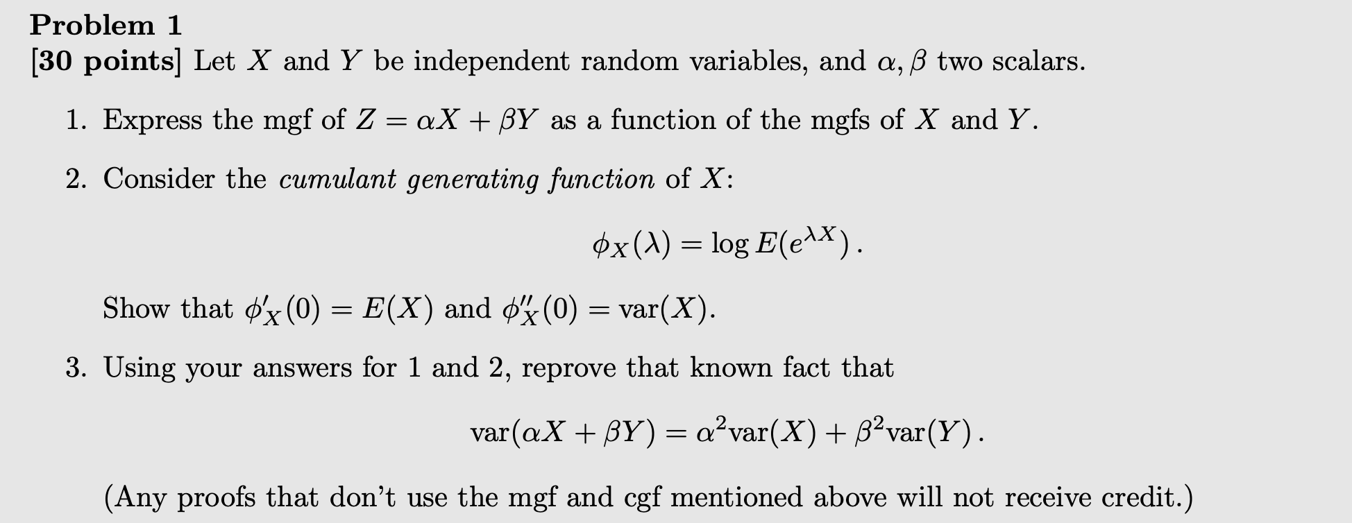 Solved Problem 1[30 ﻿points] ﻿Let x ﻿and Y ﻿be independent | Chegg.com