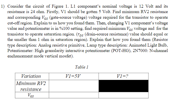 1) Consider the circuit of Figure 1. Ll component's | Chegg.com