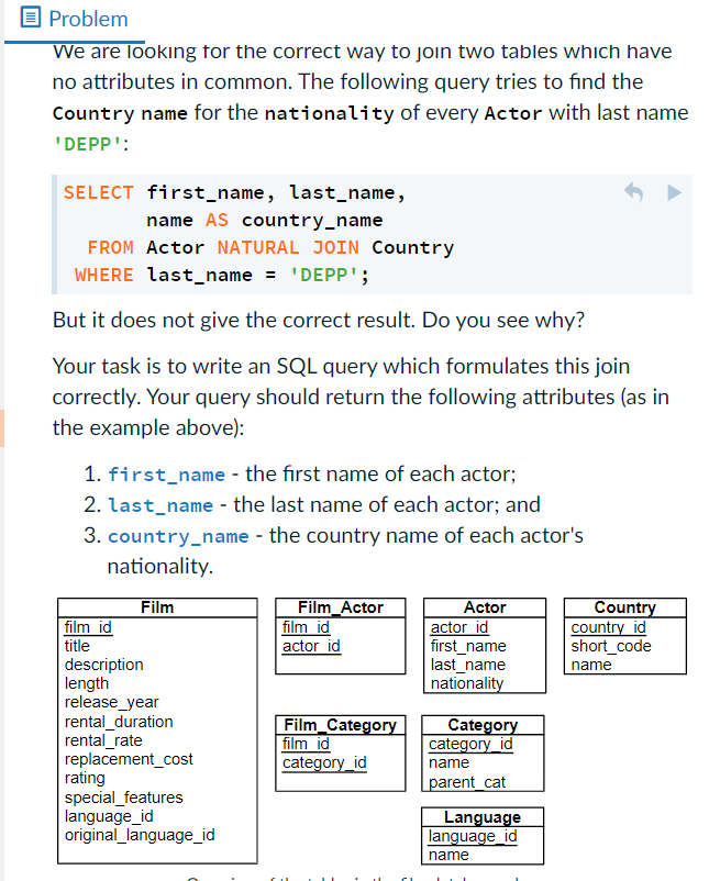 Solved Problem We are looking for the correct way to join | Chegg.com