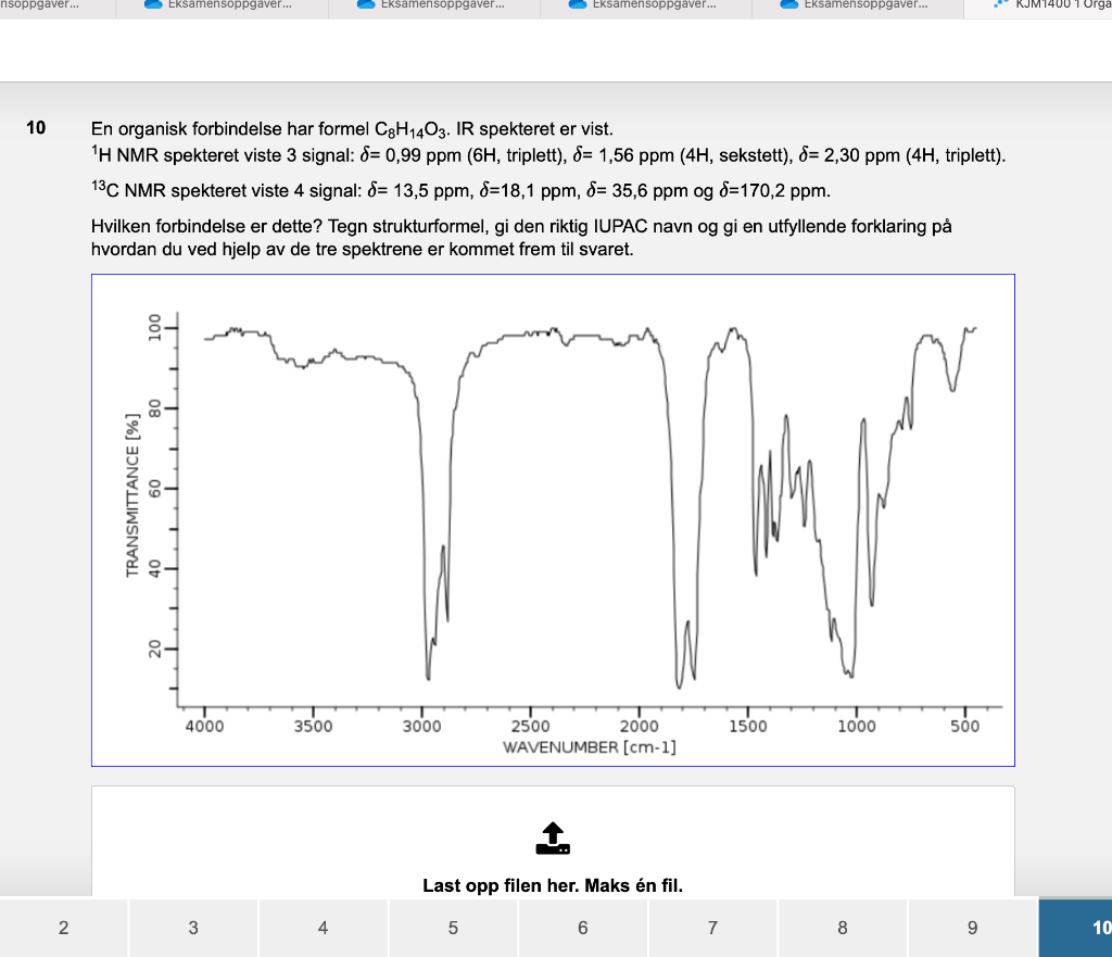 Solved an orgaic has form C8H14O3, with the following IR | Chegg.com