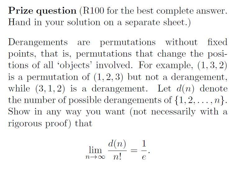 Solved Prize question (R100 for the best complete answer. | Chegg.com