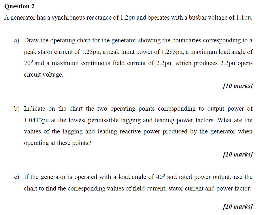 Solved Question 2 A generator has a synchronous reactance of | Chegg.com