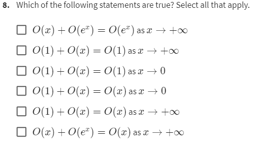 Solved 8. Which of the following statements are true? Select | Chegg.com