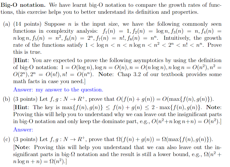 Solved Big-O notation. We have learnt big-O notation to | Chegg.com