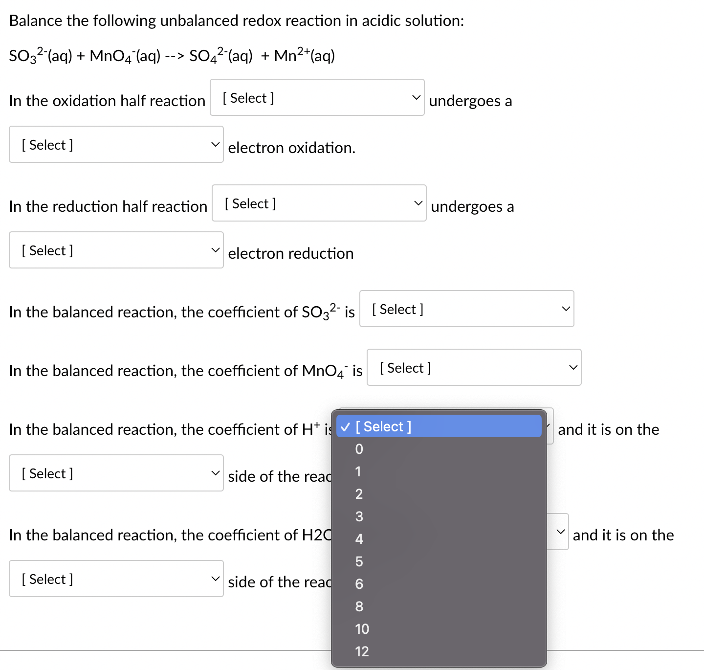 Solved Balance the following unbalanced redox reaction in | Chegg.com