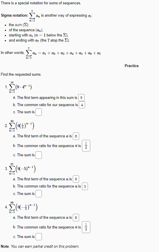 Solved There is a special notation for sums of sequences. | Chegg.com
