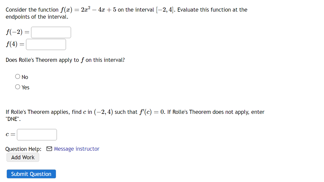Solved Consider the function f(x)=2x2−4x+5 on the interval | Chegg.com
