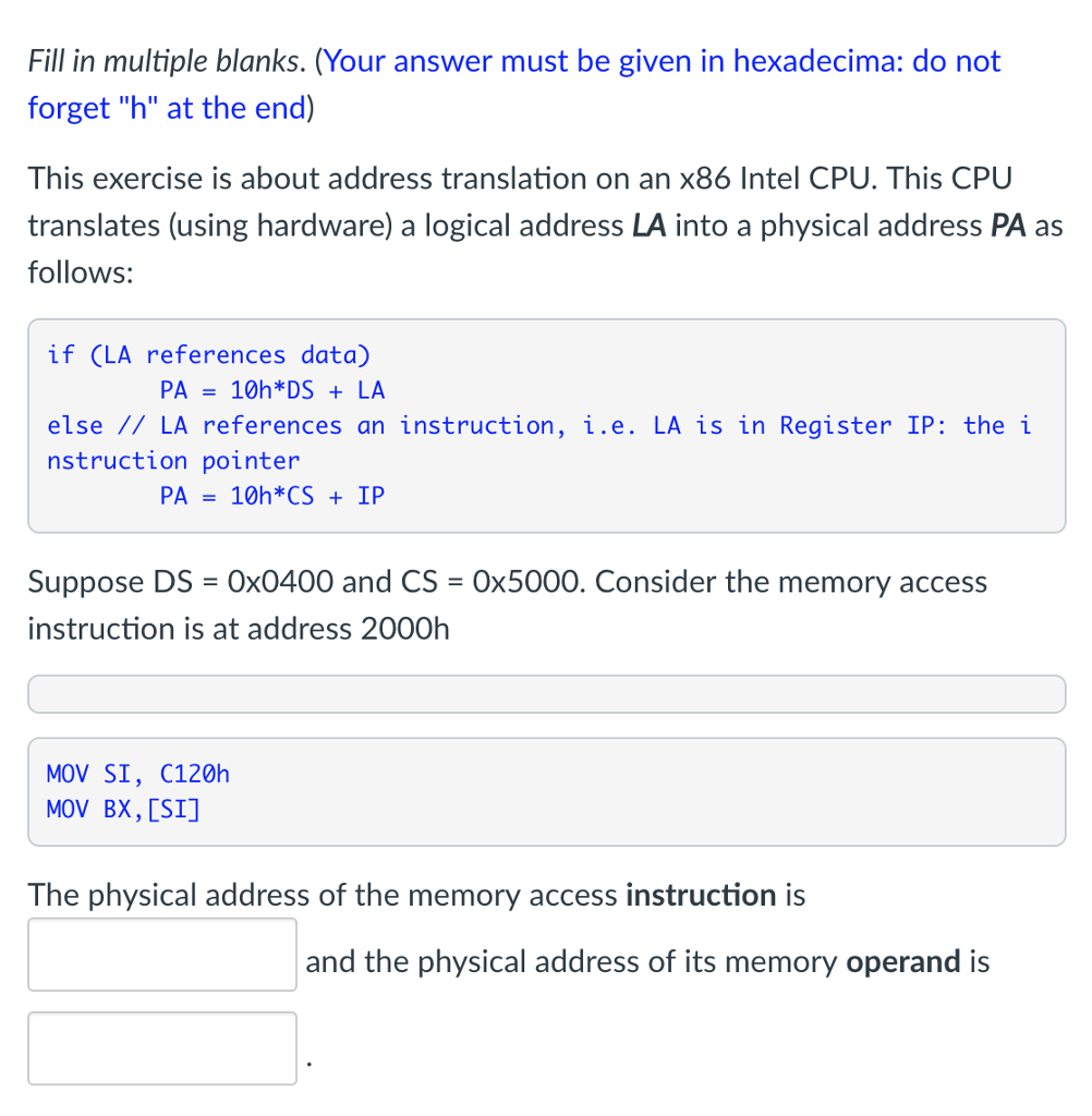 Solved Fill in multiple blanks. (Your answer must be given | Chegg.com